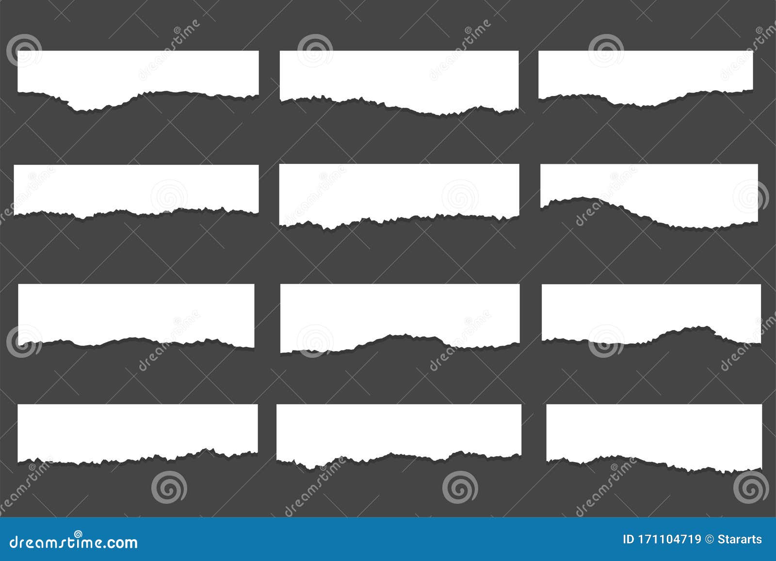 Collection Of Torn Ripped Paper Notes Sheets Vector Illustration ...