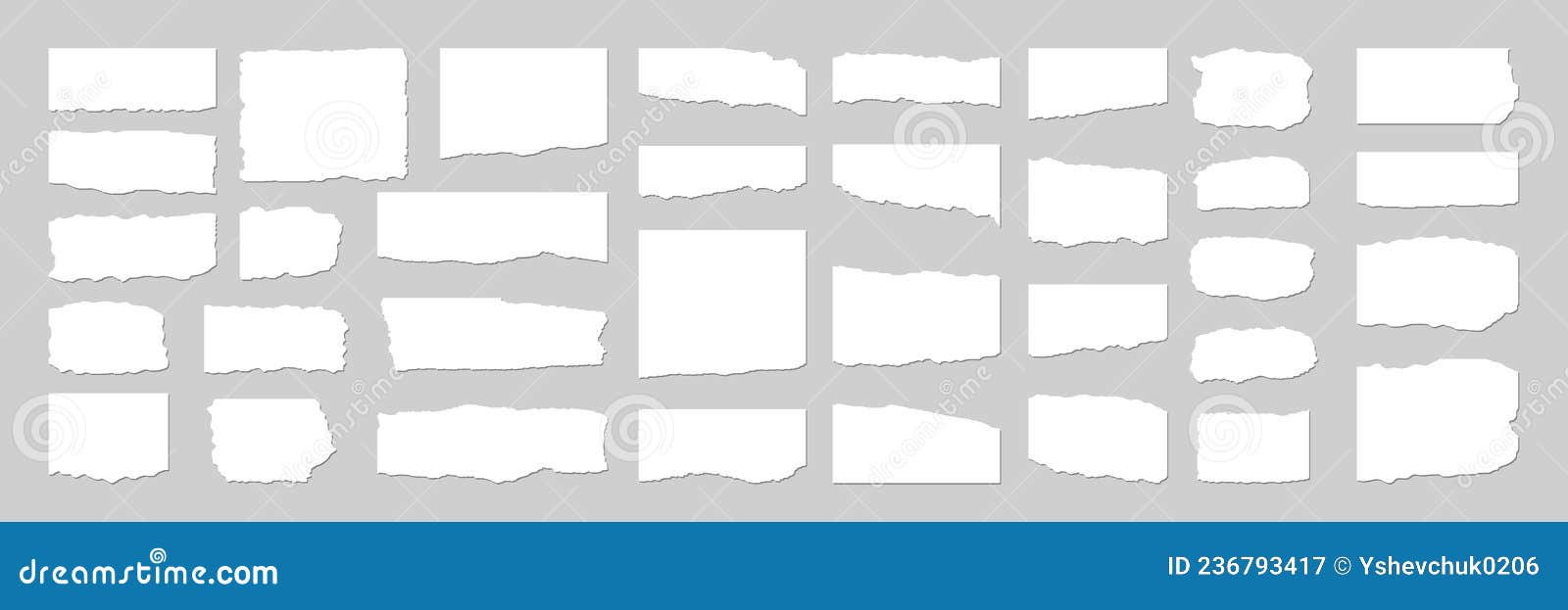 Collection of Torn, Ripped Pieces of White Color Paper. Ripped Paper ...