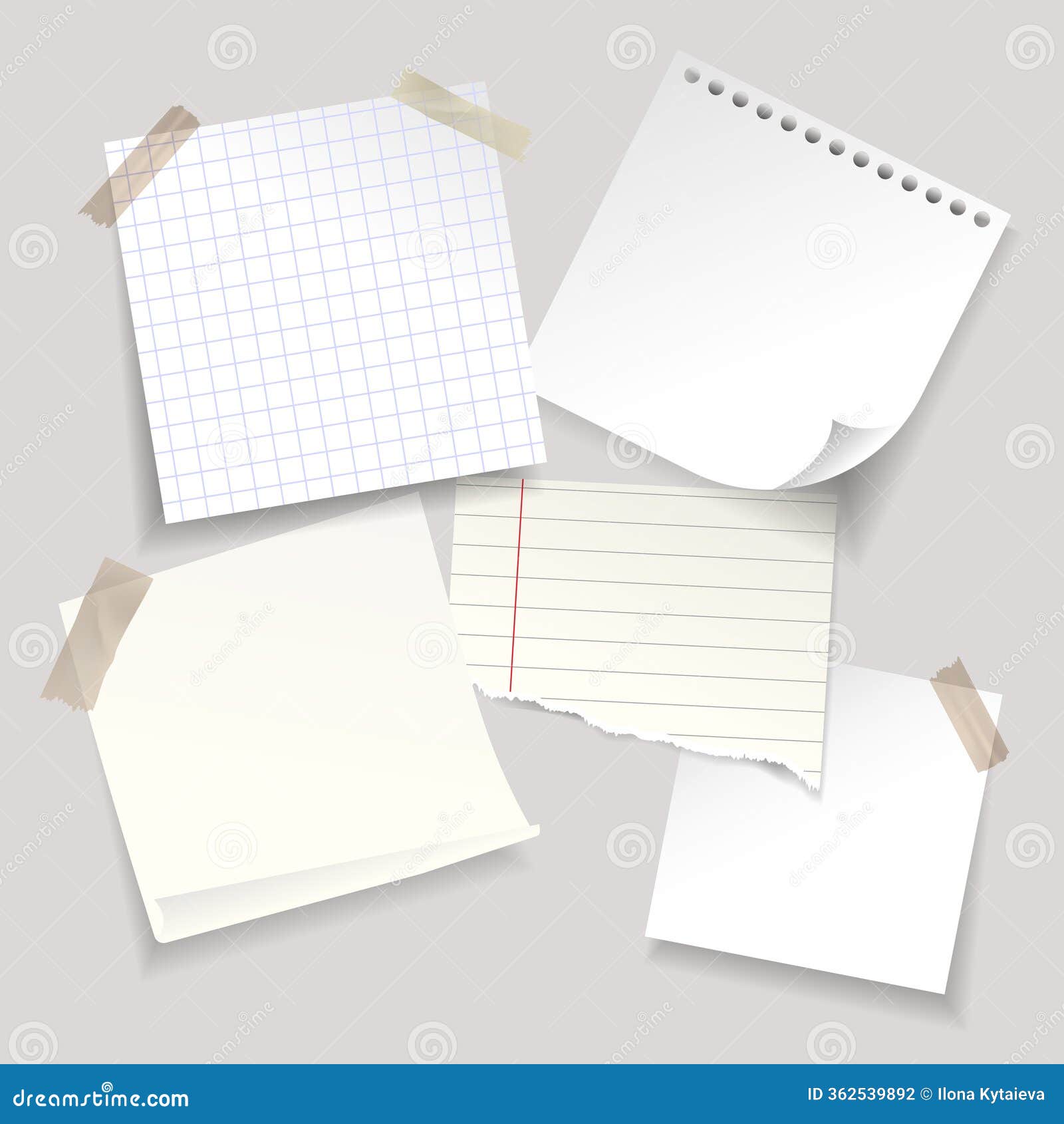 Collection of Torn and Taped Paper Notes Vector Illustration Stock ...