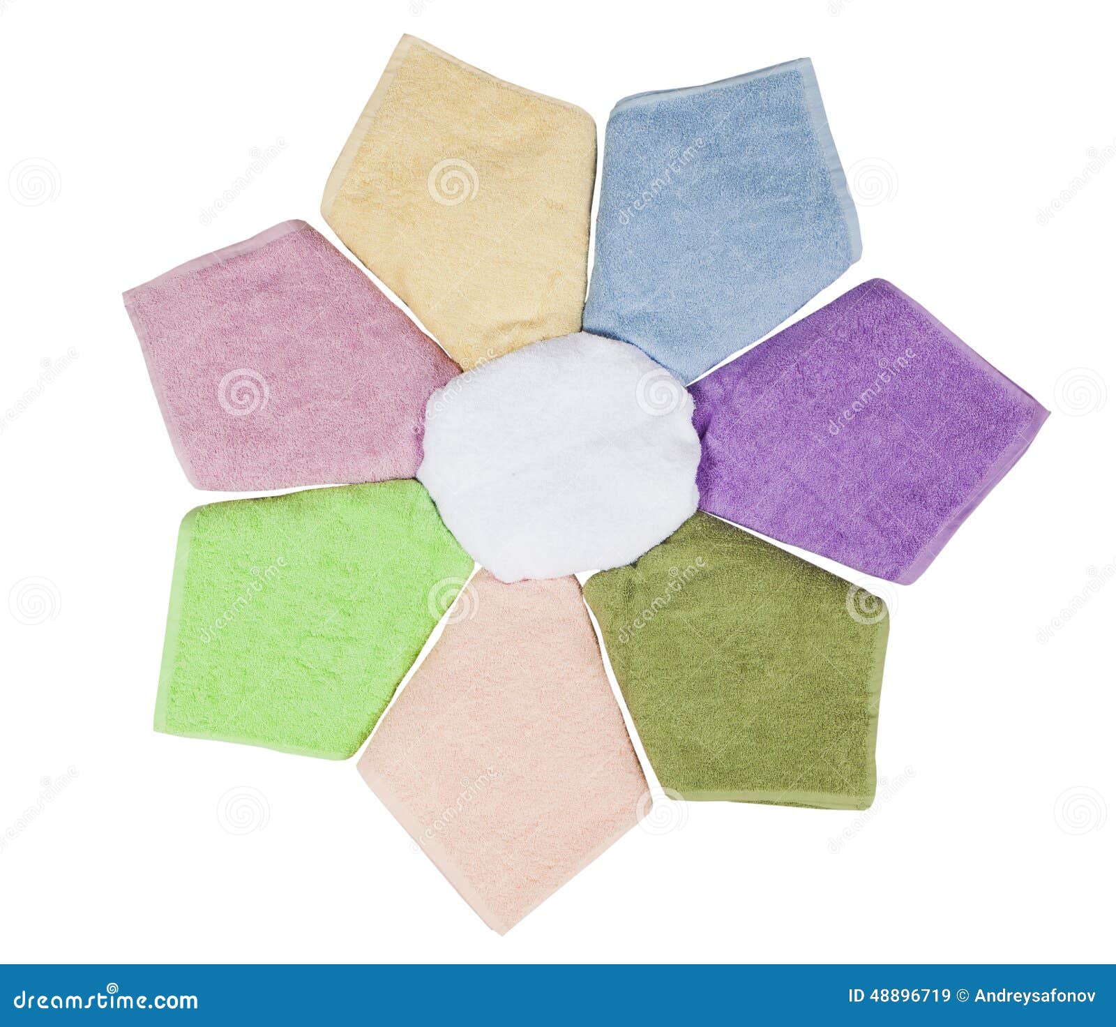 Collection of Towels in the Shape of a Flower Isolated on White ...