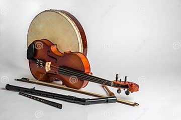 A Collection of Traditional Irish Musical Instruments Stock Image ...