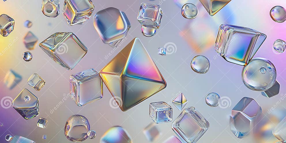 Collection of Translucent Floating Prisms Interacting with Light in an ...