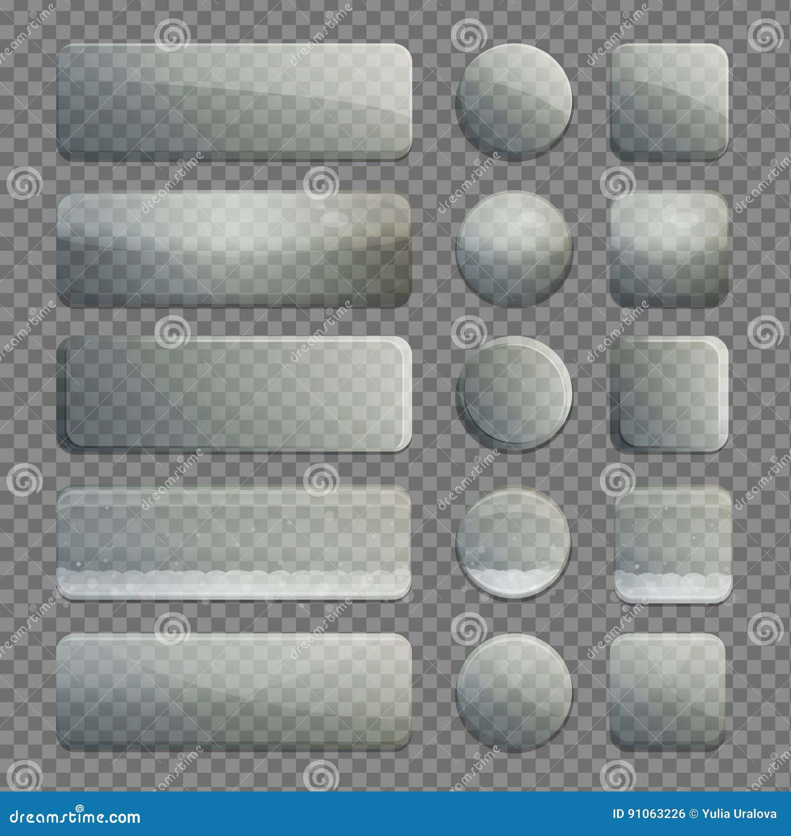 Collection of Transparent Glass App Buttons Stock Vector - Illustration ...