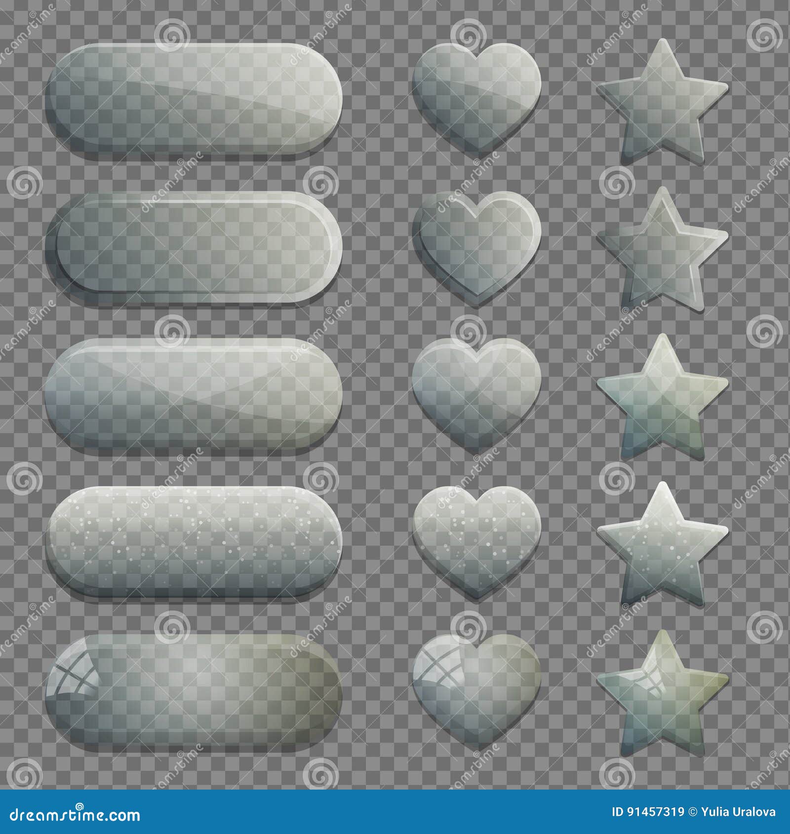 Collection of Transparent Glass App Buttons Stock Vector - Illustration ...