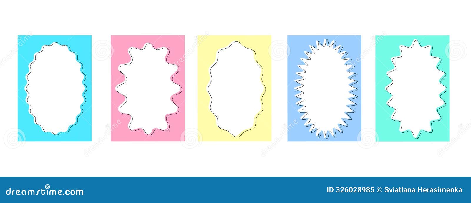 Collection of Transparent Rectangular Frames with Wavy Oval Inner ...