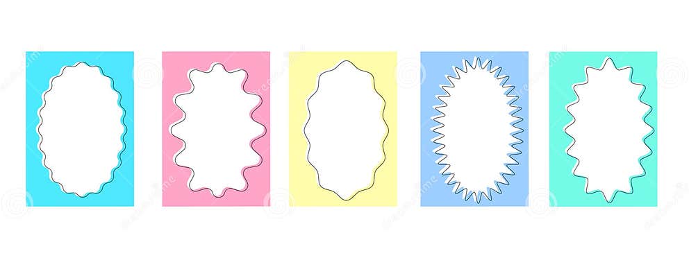 Collection of Transparent Rectangular Frames with Wavy Oval Inner ...