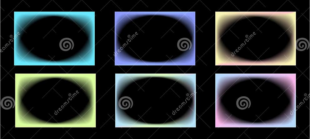 Collection of Transparent Rectangular Gradient Frames with Oval Inner ...