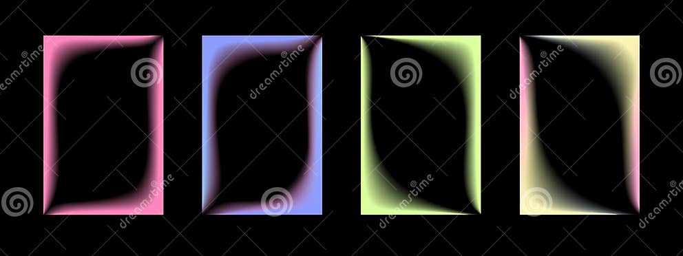 Collection of Transparent Rectangular Gradient Frames with Wavy Inner ...