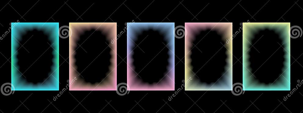 Collection of Transparent Rectangular Gradient Frames with Wavy Oval ...