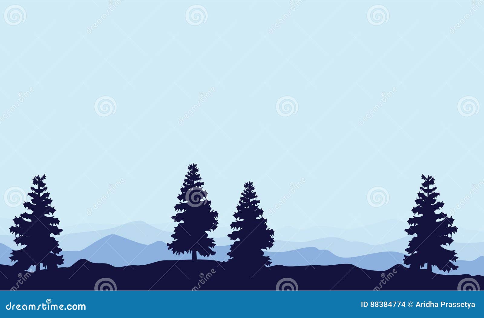 Collection of Tree on the Hill Landscape Stock Vector - Illustration of ...