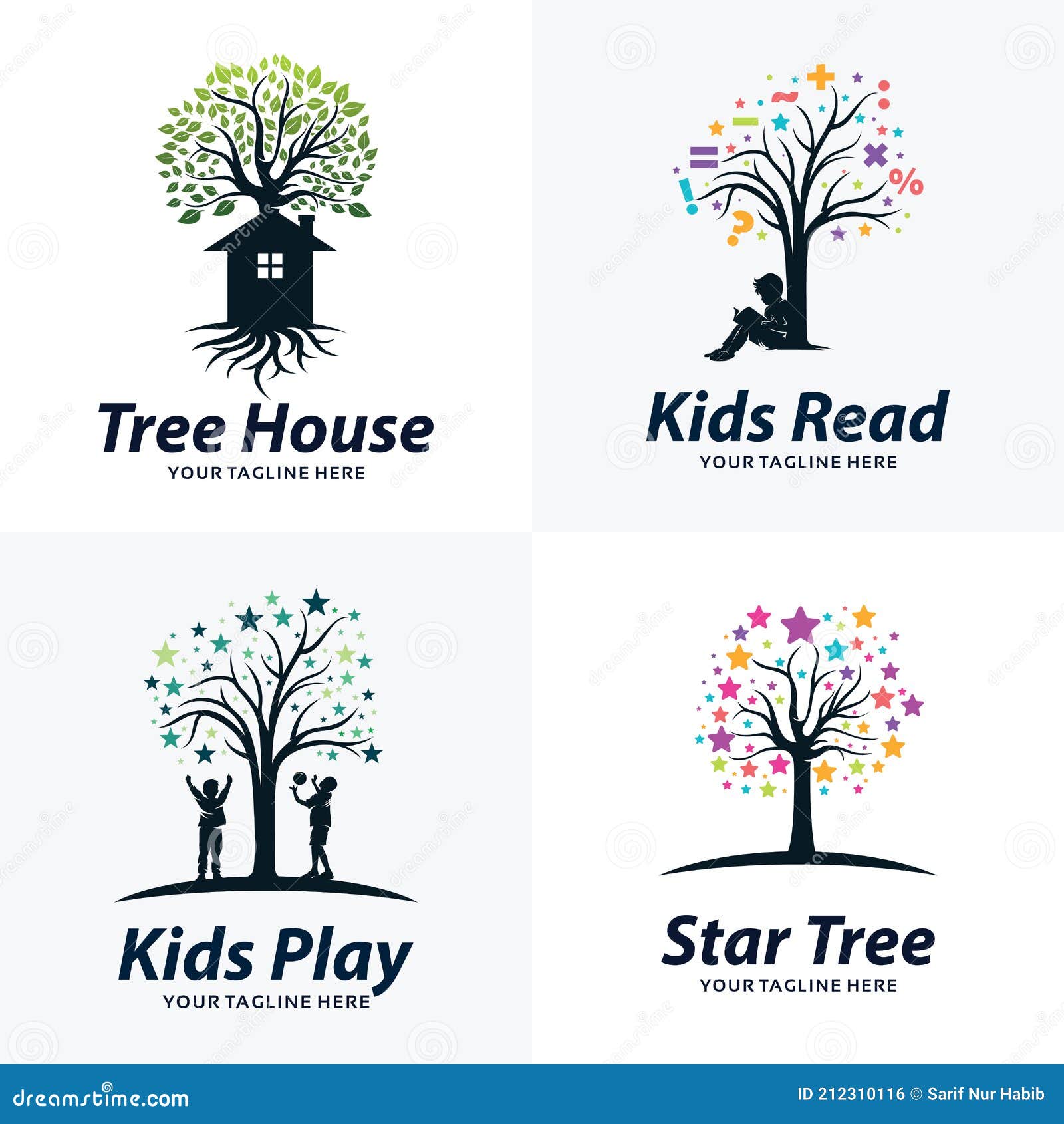 Collection of Tree Kids Learning Logo Design Template Stock ...