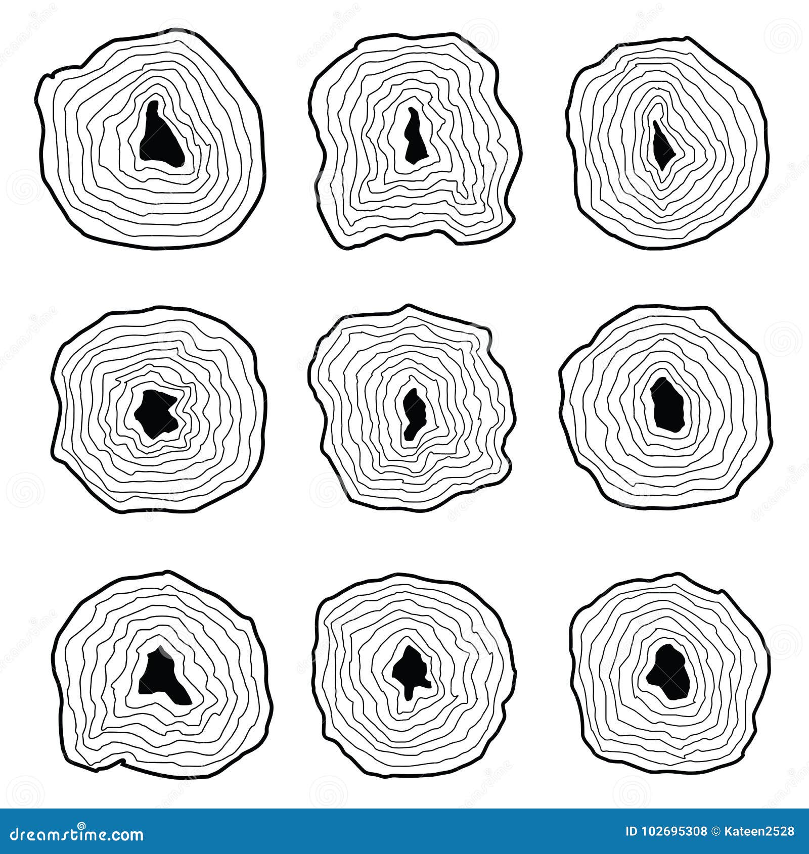Collection of tree rings. stock vector. Illustration of natural - 102695308