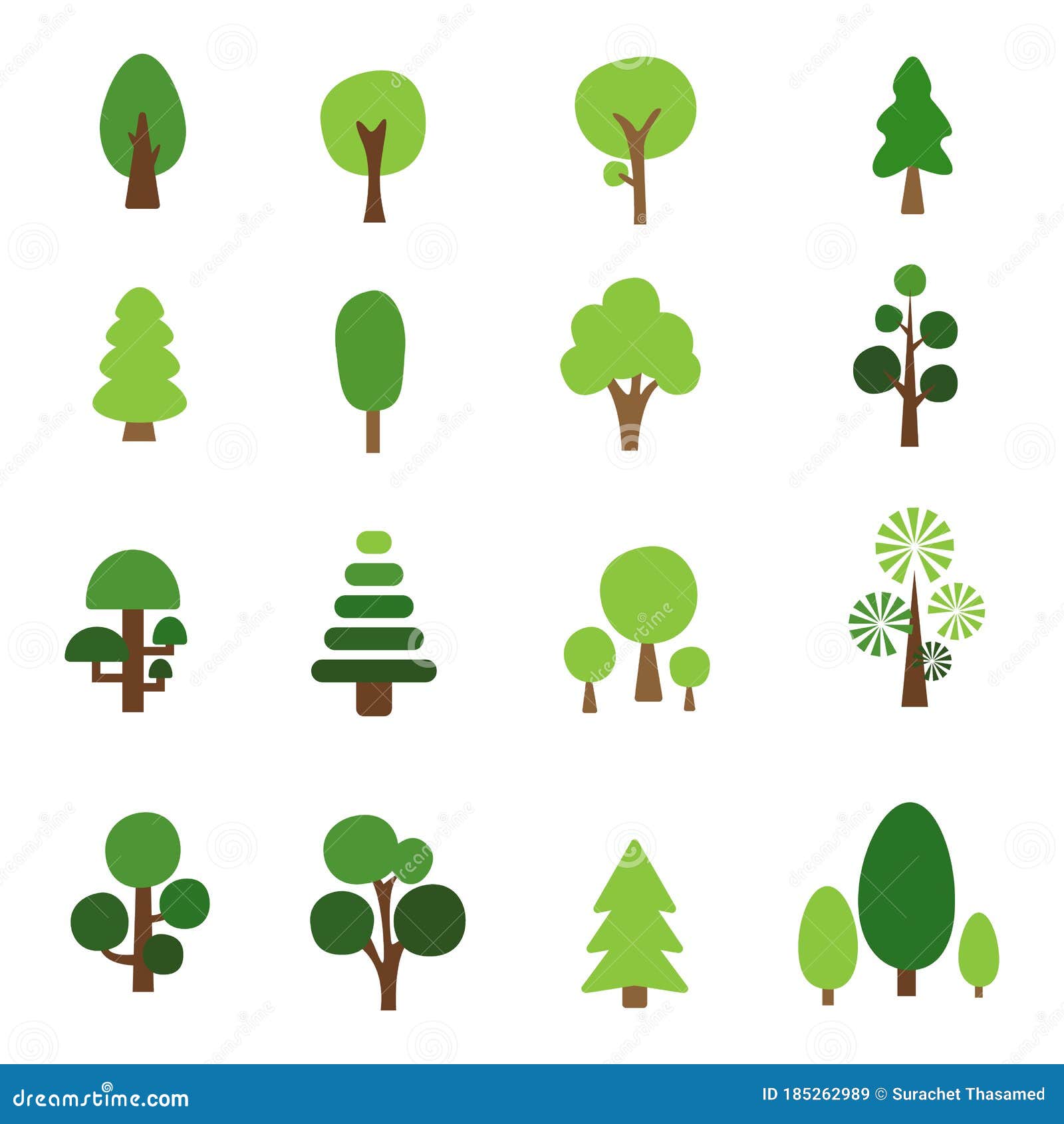Collection of Trees. Tree Set Isolated on White Background Stock Vector ...