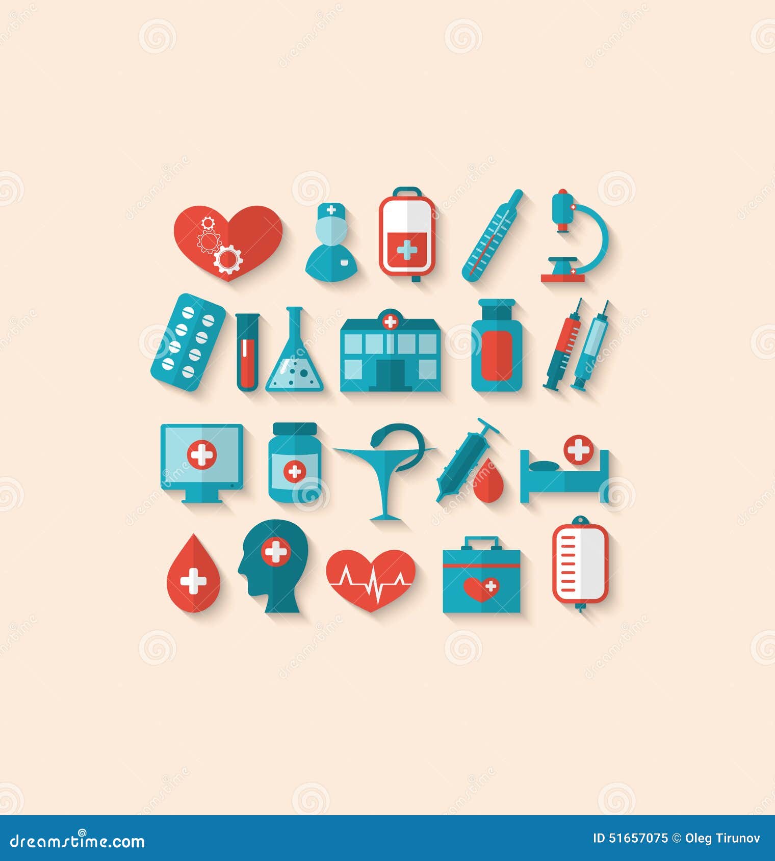 Collection Trendy Flat Icons of Medical Elements and Objects Stock ...