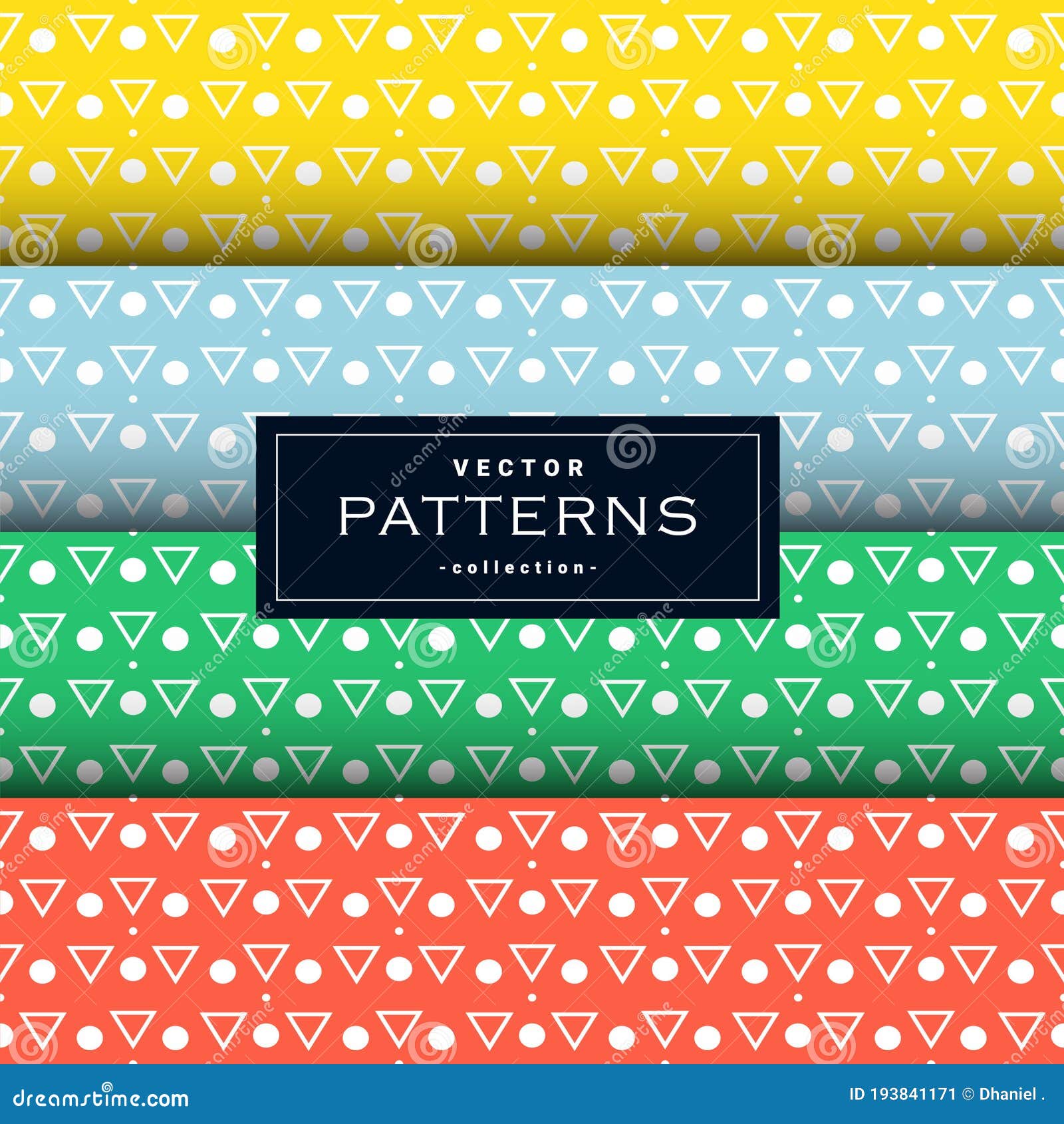 Collection of Triangle and Dot Pattern Set in Four Colors Stock ...