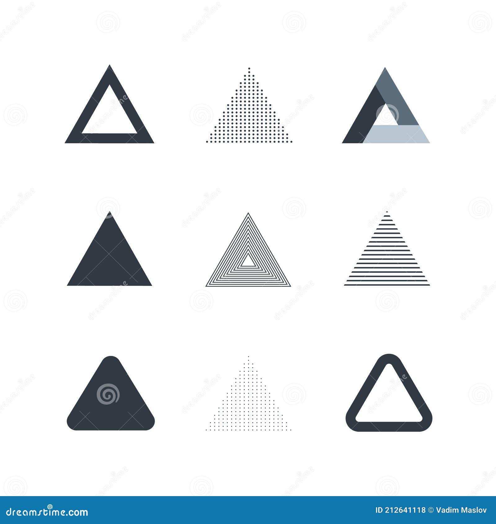 Set of triangles icons. stock vector. Illustration of symbol - 212641118