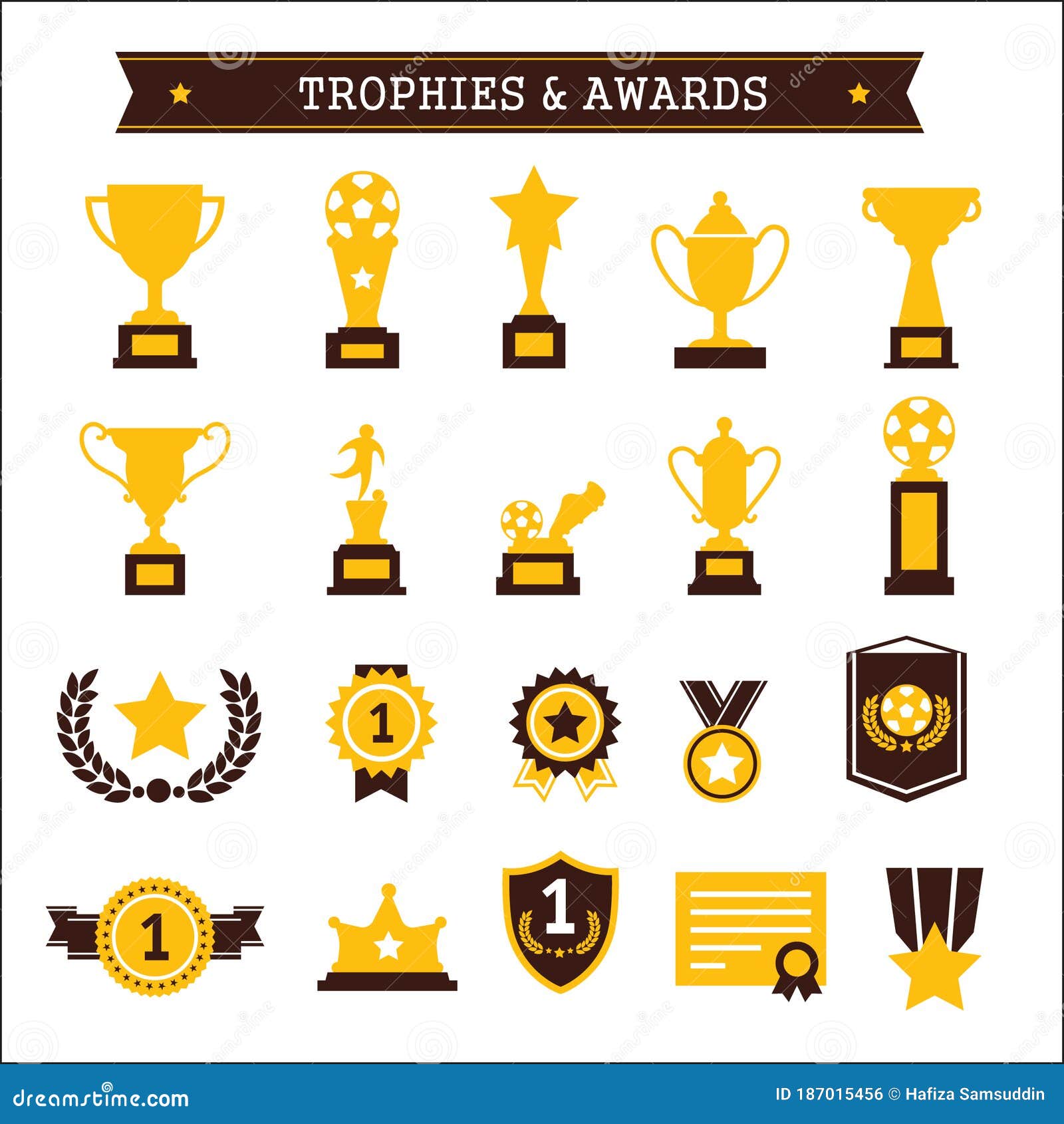 Collection of Trophies and Awards. Vector Illustration Decorative ...