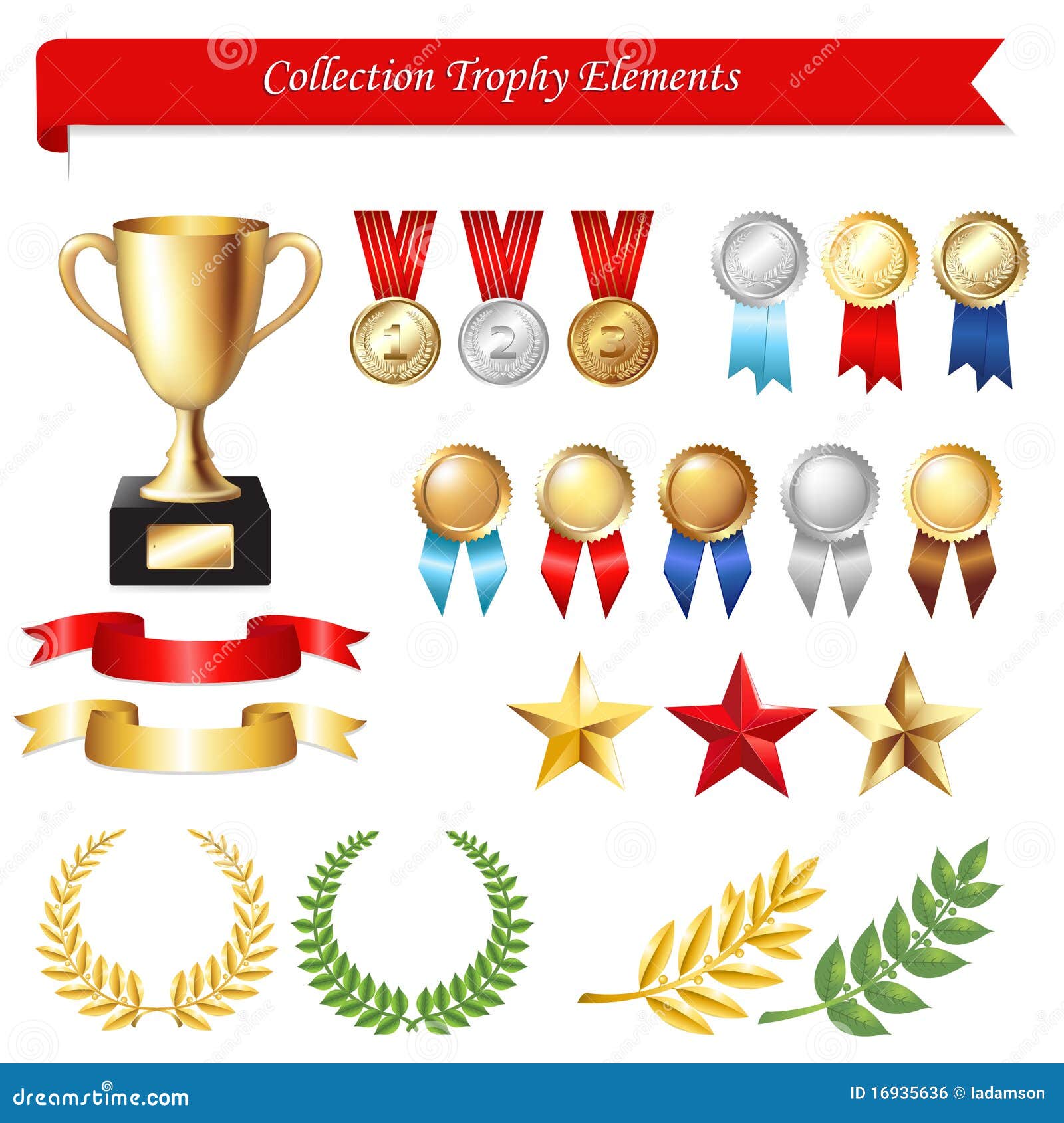 Collection Trophy Elements. Vector Stock Vector - Illustration of award ...