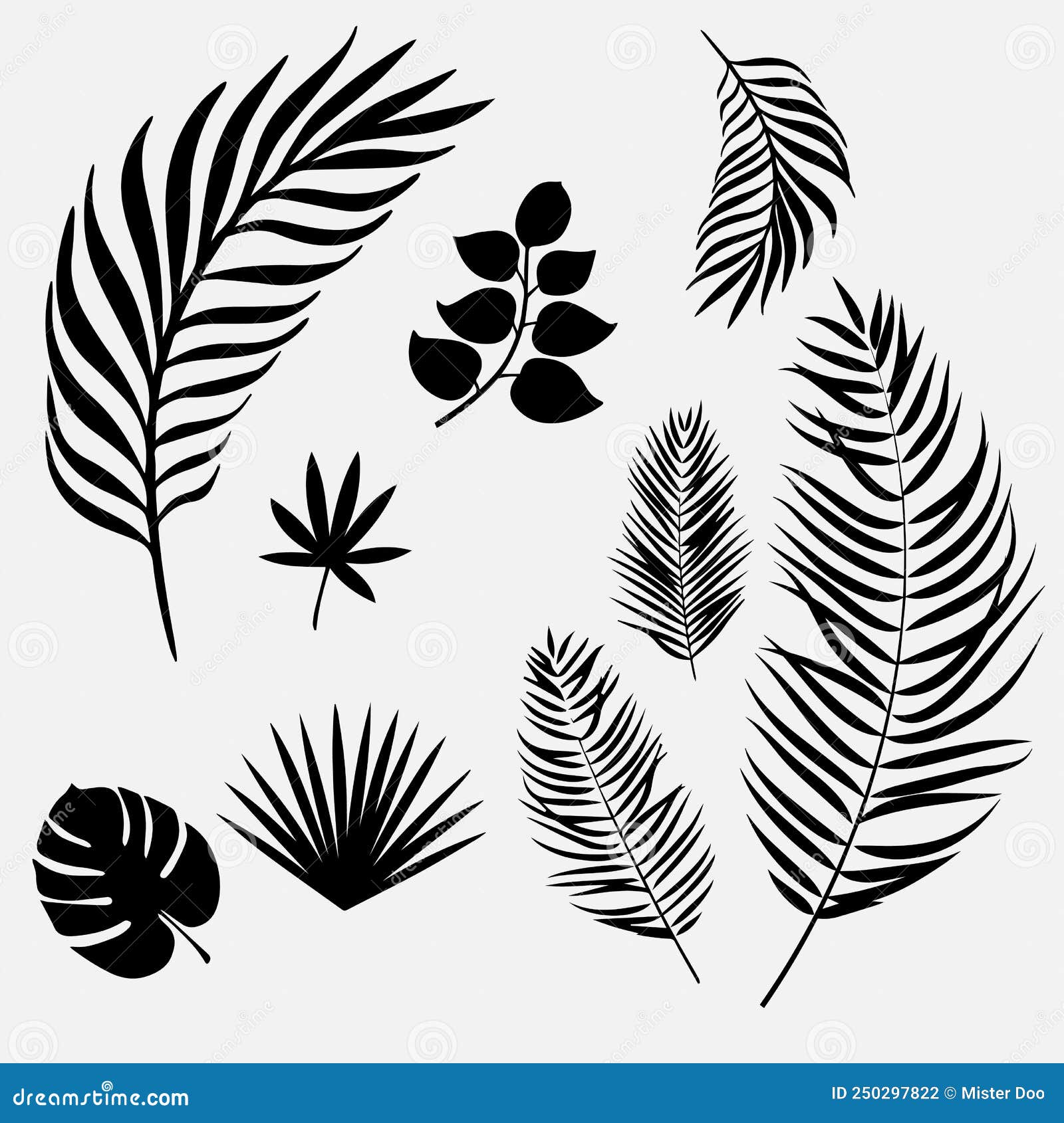 Collection of Tropical Leaf Silhouette Vector Illustration Stock Vector ...