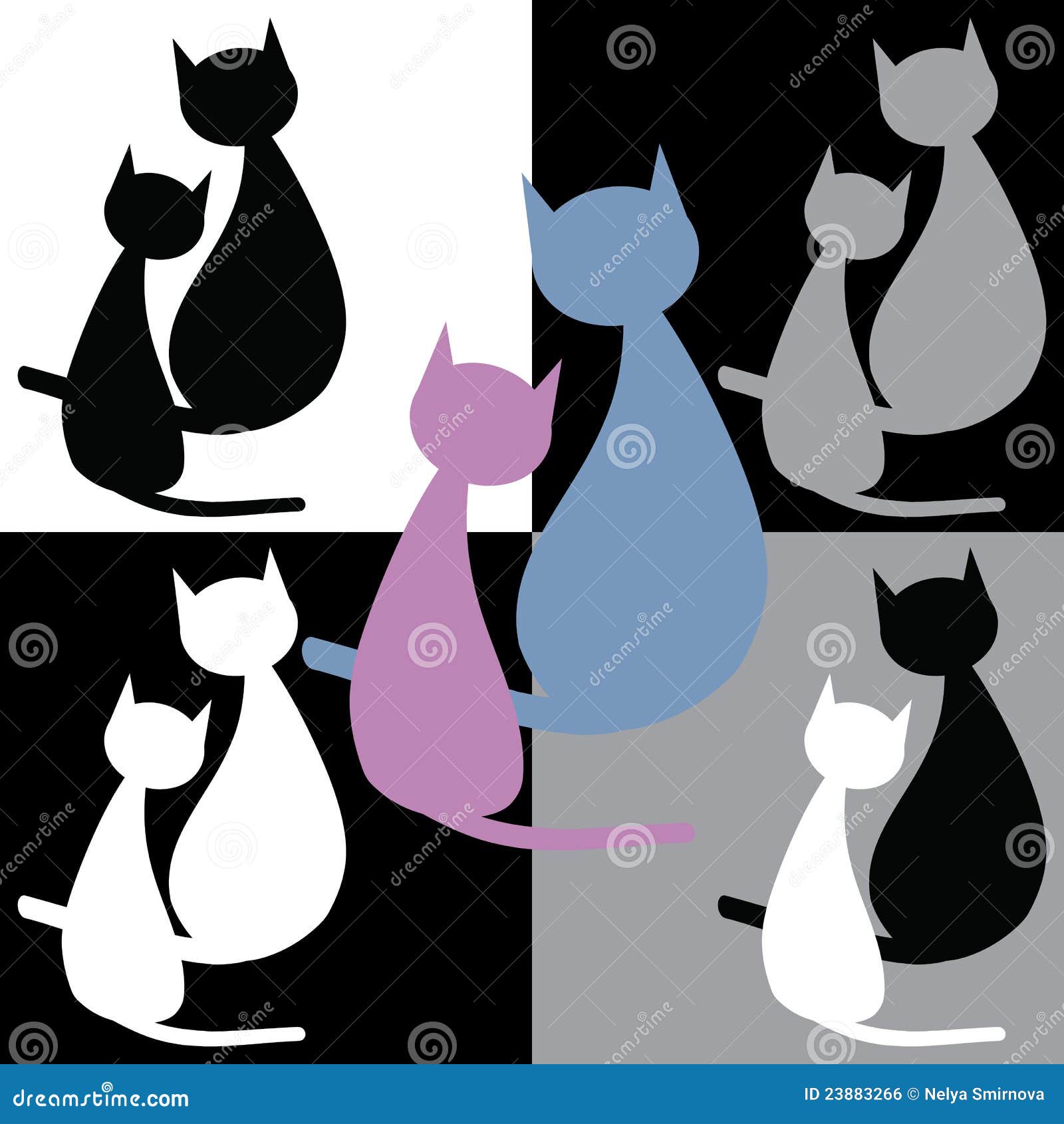 Collection of two cats stock vector. Illustration of family - 23883266