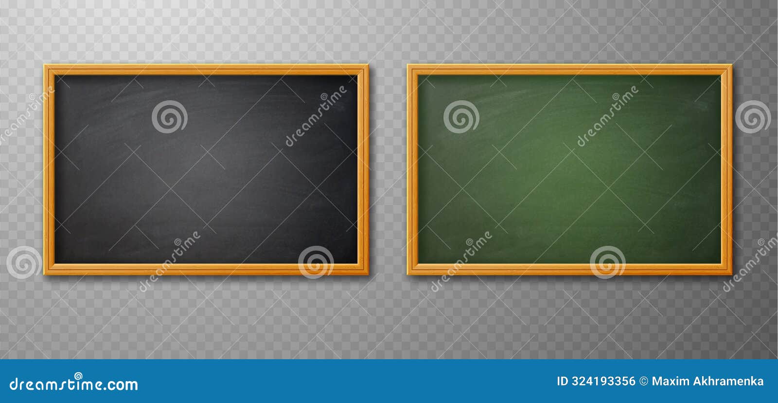 Collection of Two Realistic School Boards with Wooden Frame. Vector ...