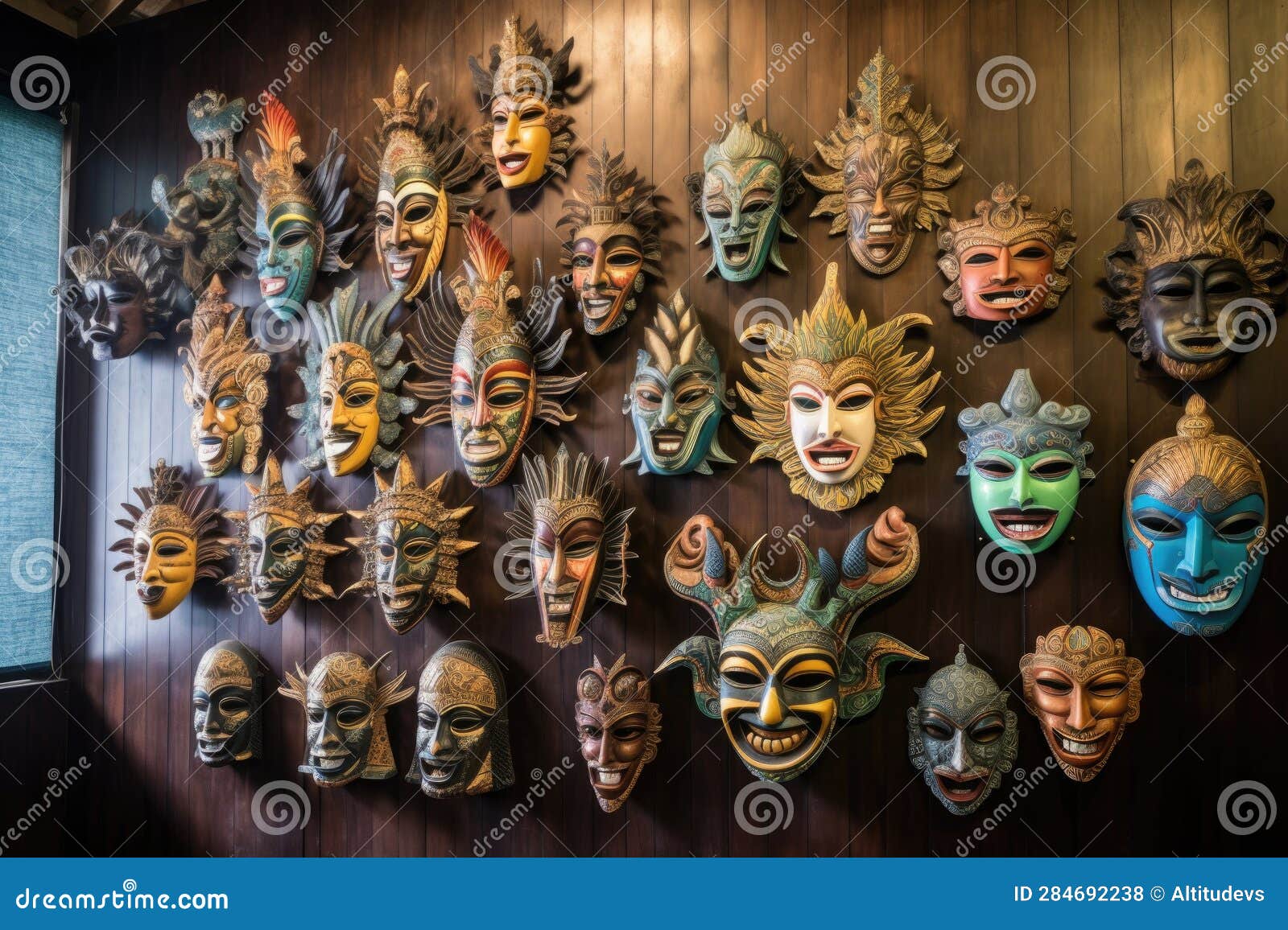 Collection of Unique and Expressive Balinese Masks Stock Photo - Image ...
