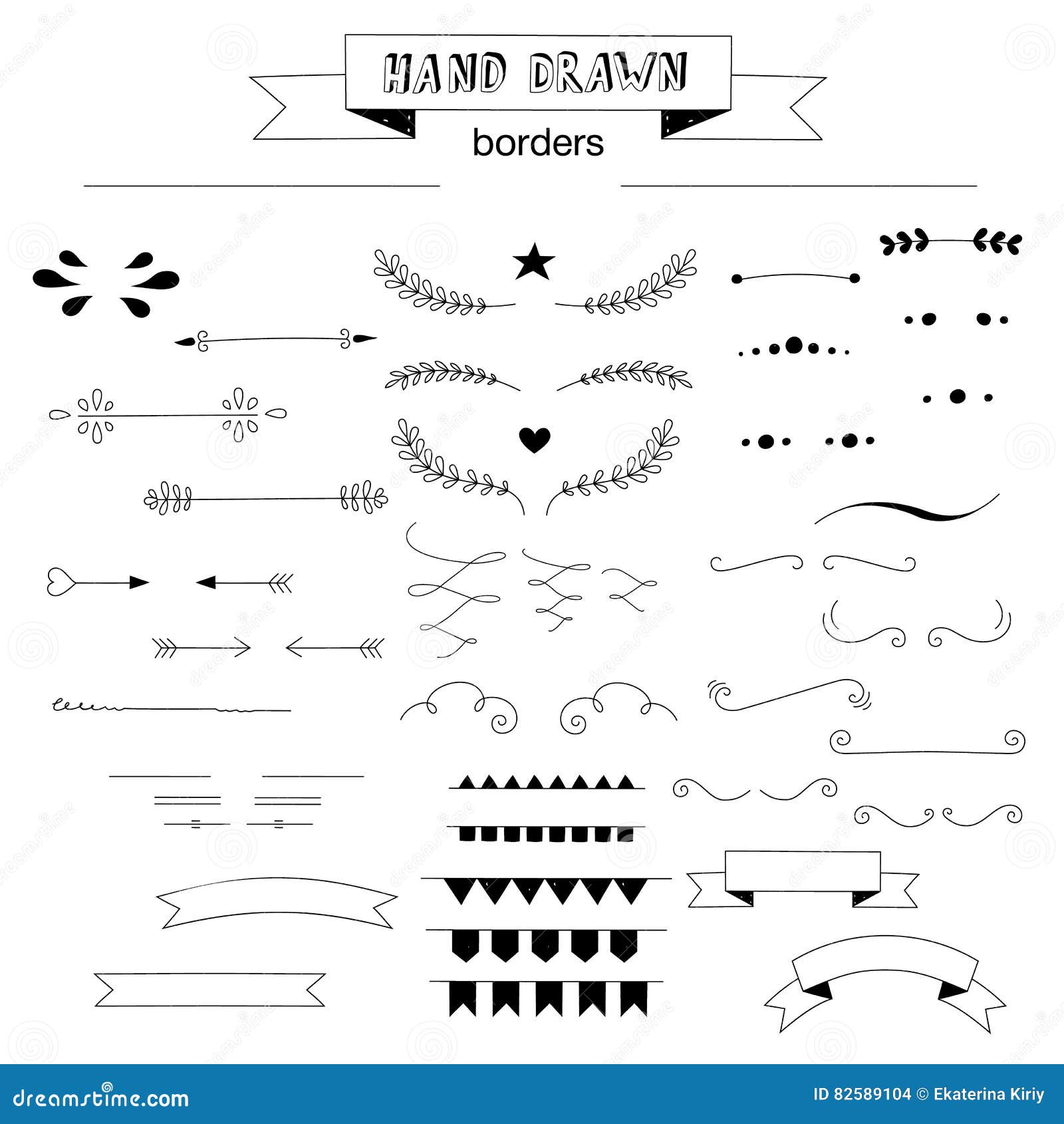 Collection of Unique Hand Drawn Borders. Stock Illustration ...