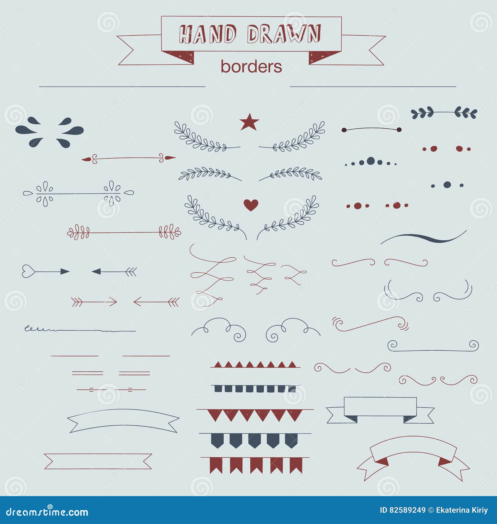 Collection Of Unique Hand Drawn Borders. Royalty-Free Stock Photography ...