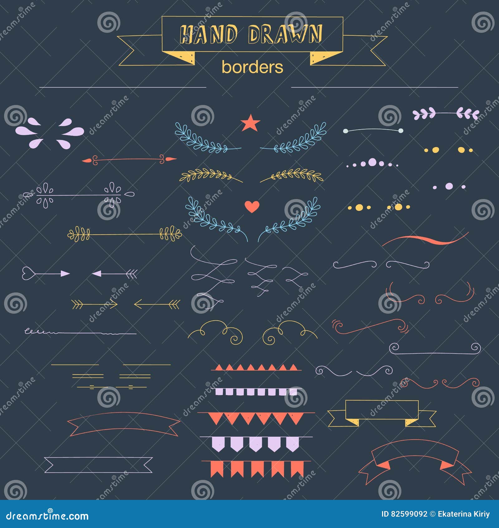 Collection of Unique Hand Drawn Borders. Stock Illustration ...