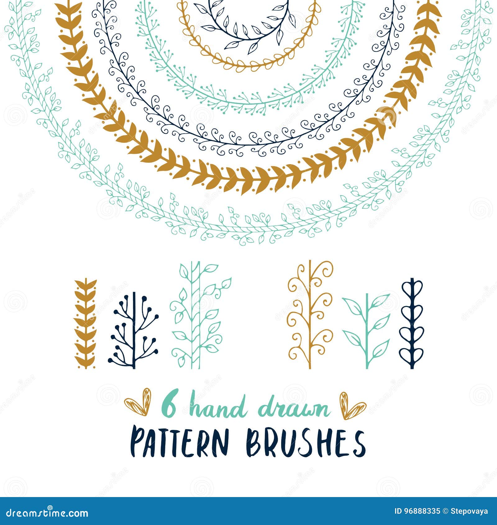 Collection of Unique Hand Drawn Floral Pattern Brushes. You Can Make ...