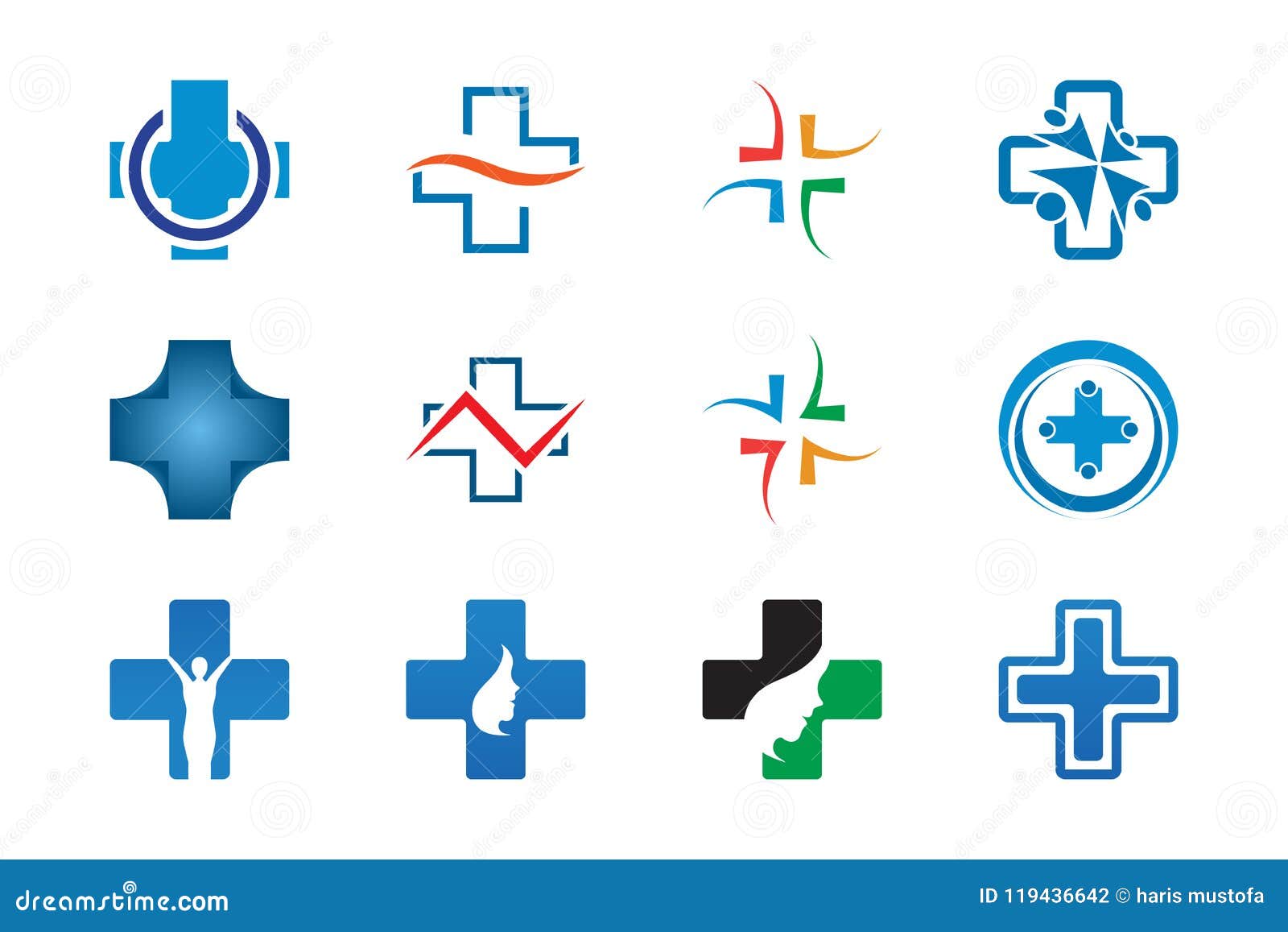 Collection of Health Cross Logo Template Stock Vector - Illustration of ...