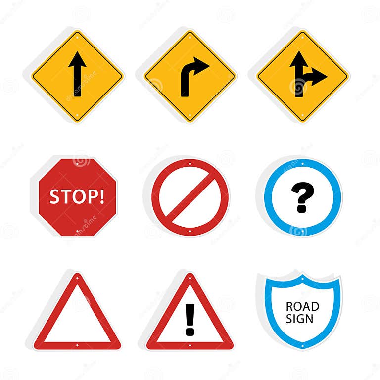 Collection of Universal Roadsigns. Stock Vector - Illustration of drive ...
