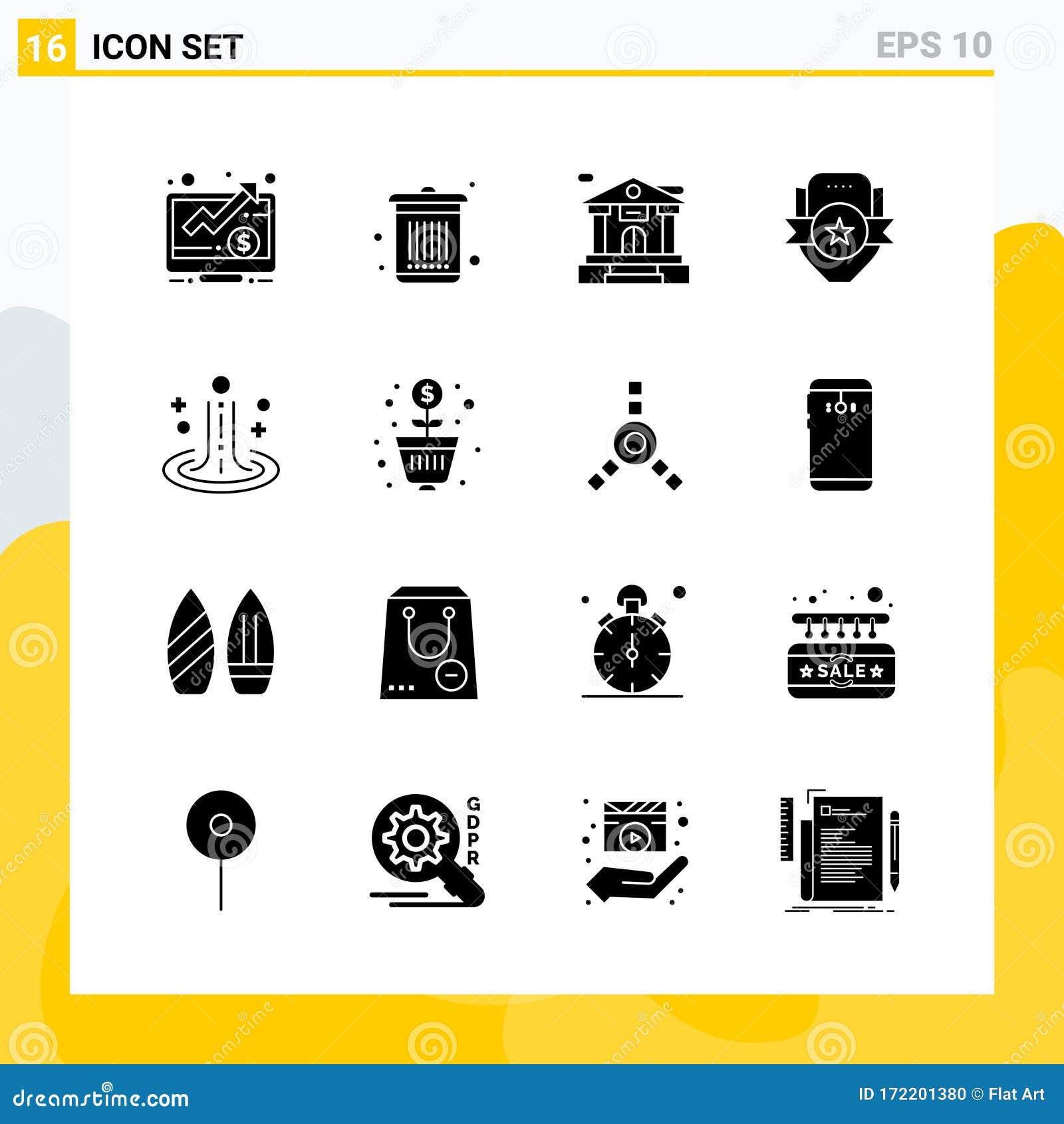 Collection of 16 Universal Solid Icons. Icon Set for Web and Mobile ...