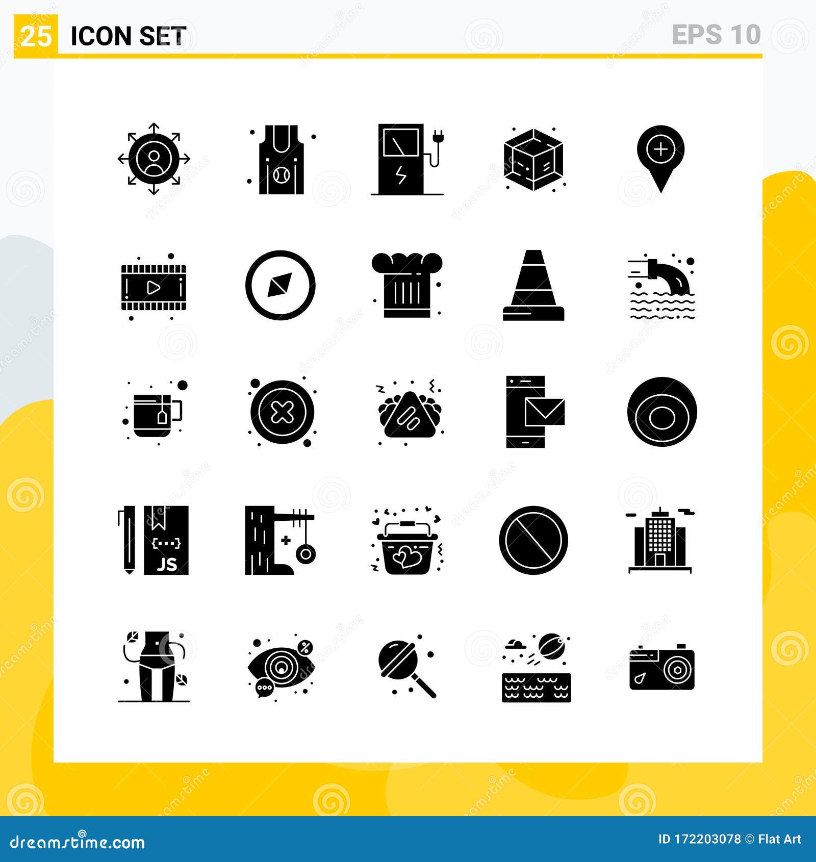 Collection of 25 Universal Solid Icons. Icon Set for Web and Mobile ...