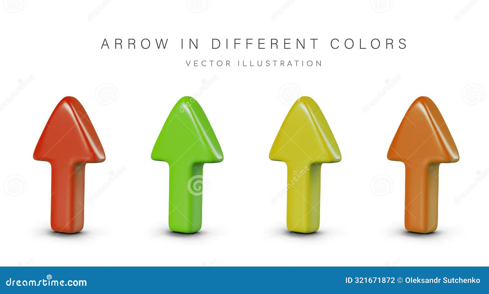 Collection of Up Arrows. Vector 3D Elements of Different Colors Stock ...
