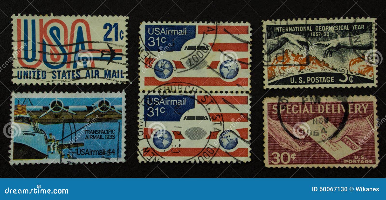 Collection of US Air Mail Stamp Editorial Image - Image of vintage ...