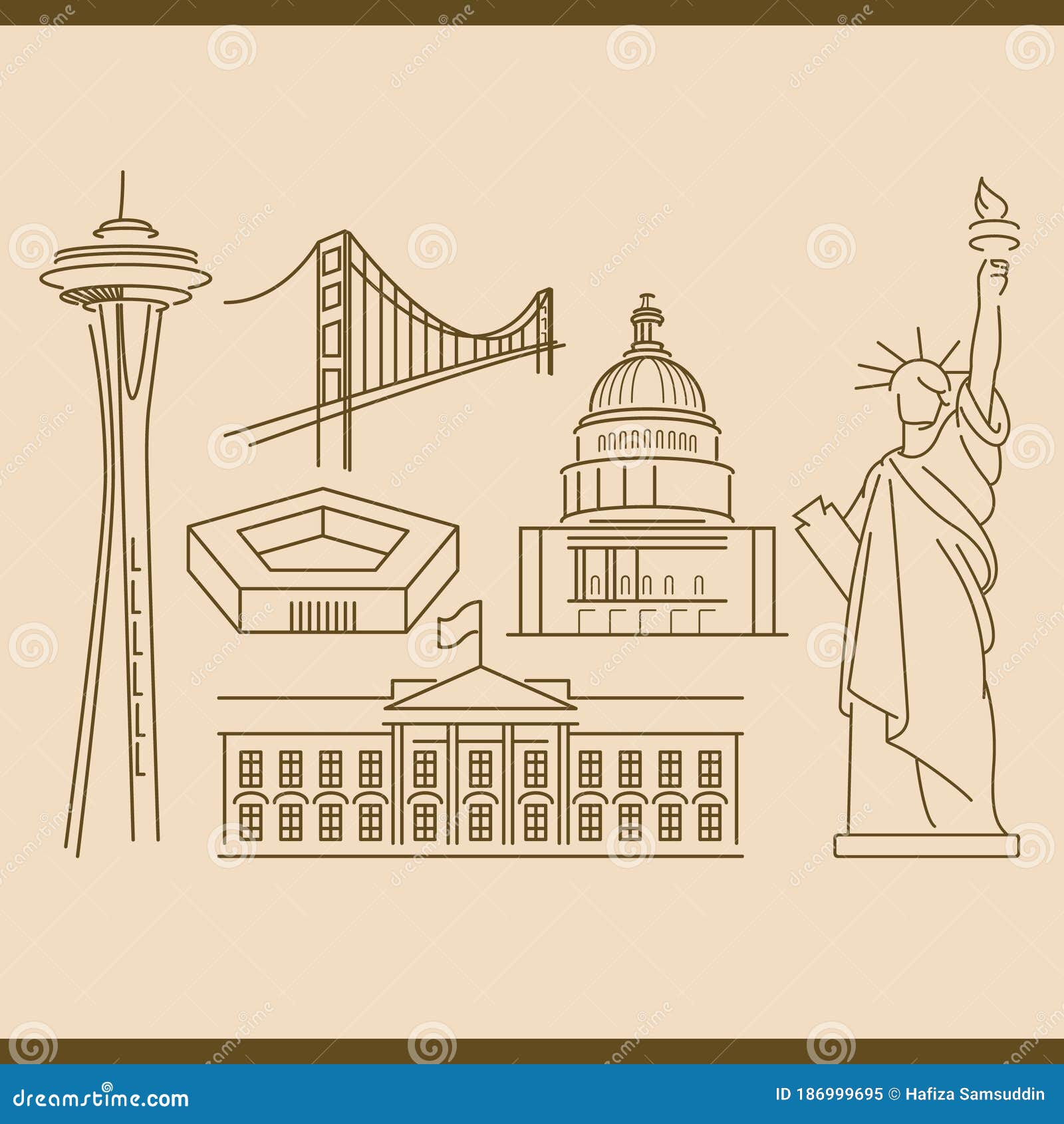 Collection of Usa Monuments. Vector Illustration Decorative Design ...