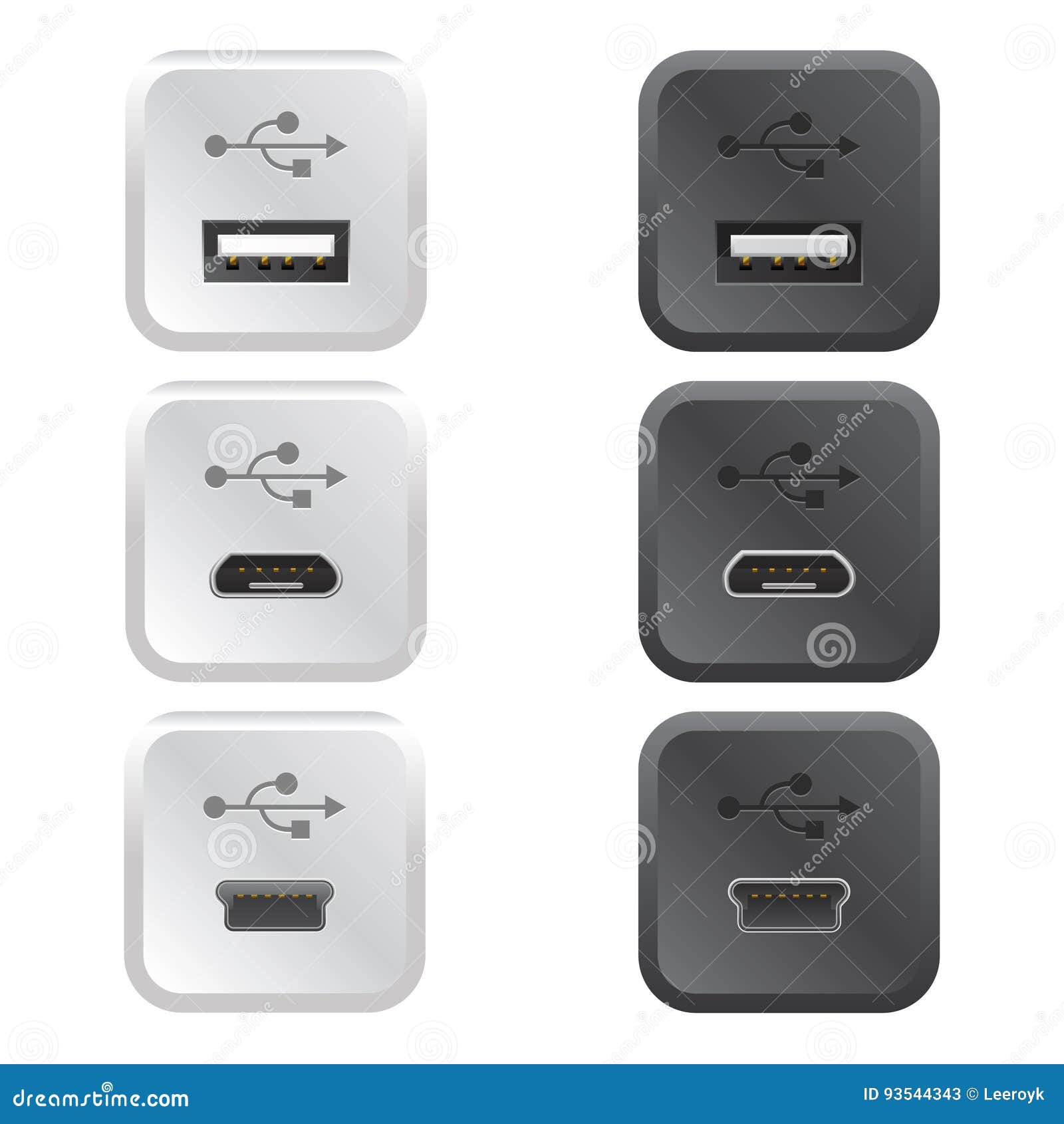 Collection of usb ports stock vector. Illustration of closeup - 93544343