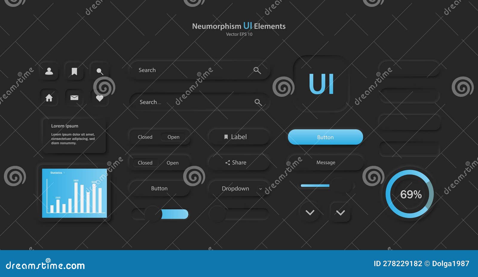 A Collection of User Interface Elements for a Mobile Application. a Set ...
