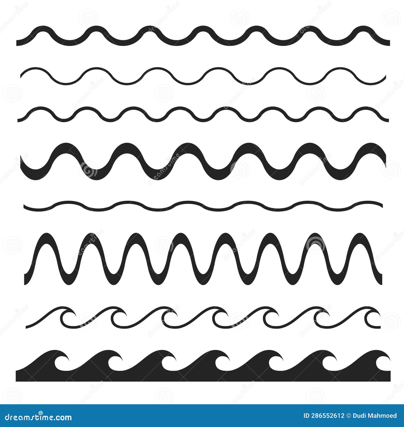 Wave Lines, Vector Curved Lines Illustration of Sea Waves Stock Vector ...