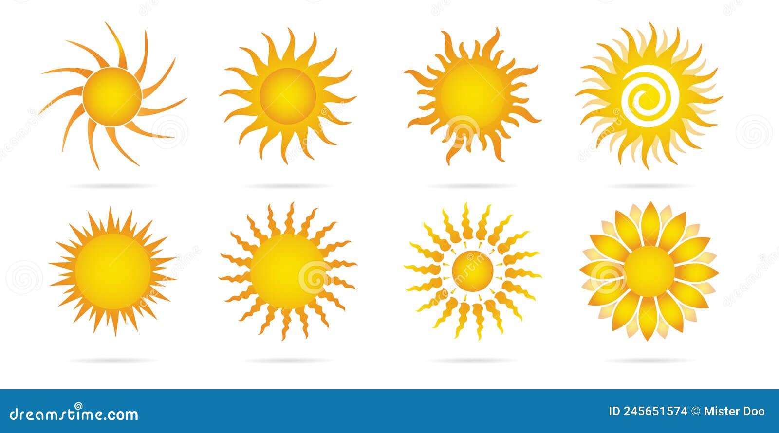 Collection of Variety Suns Icon. Different Kind of Sun Icons Stock ...