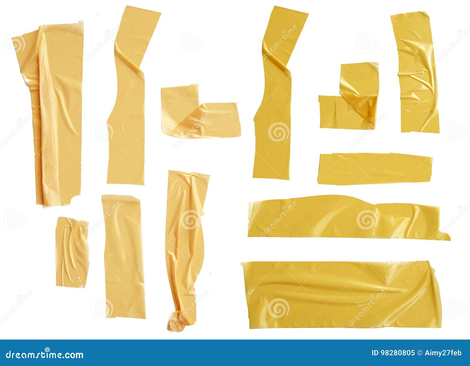 Collection of Various Adhesive Tape Pieces on White Background. Stock ...