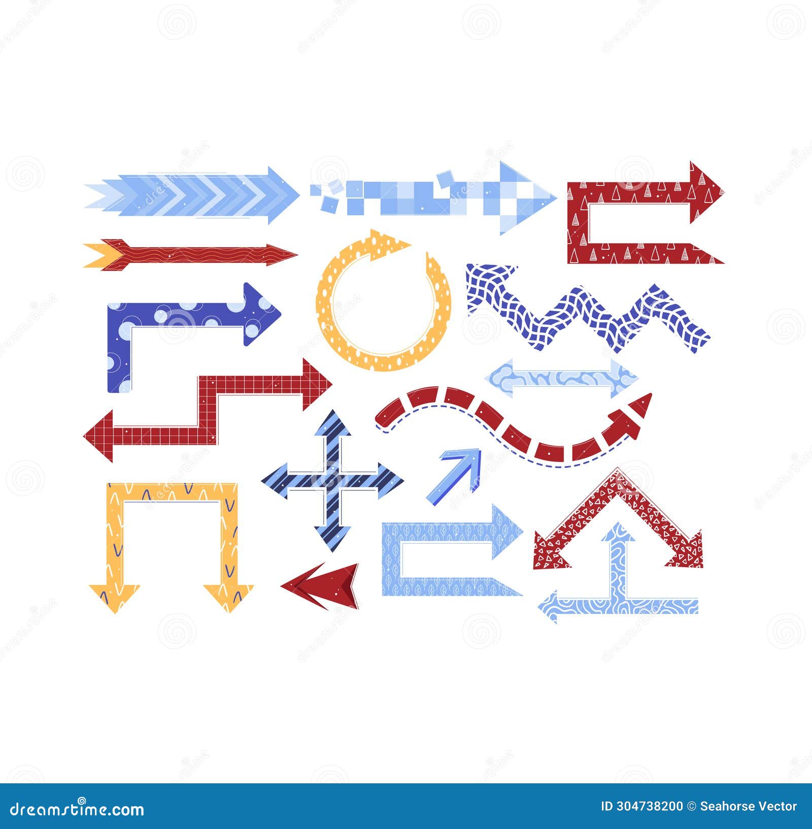 Collection of Various Arrows in Different Styles and Patterns. Set of ...