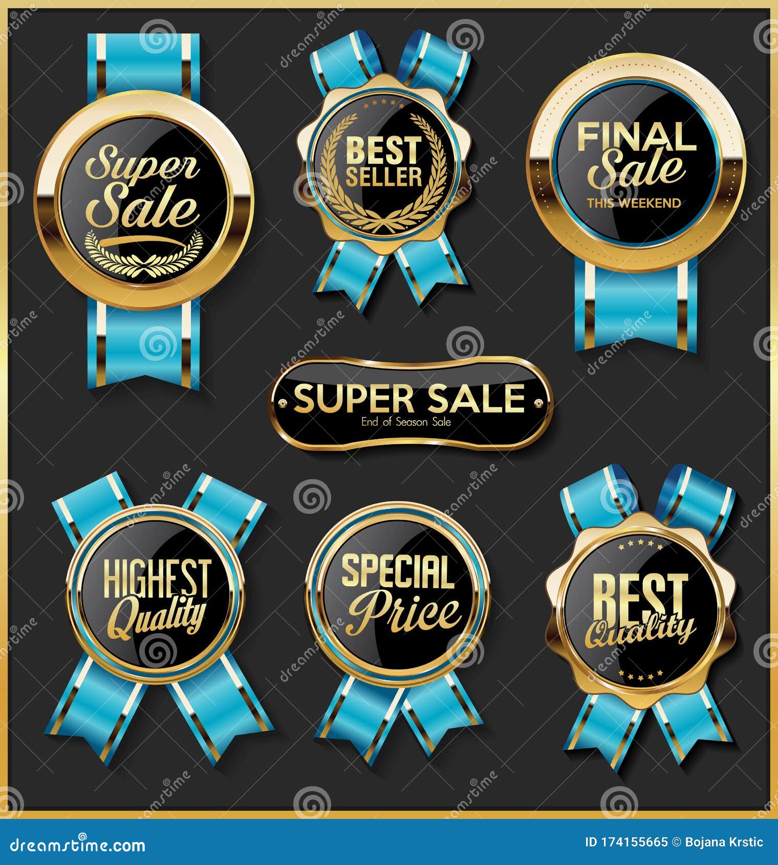 A Collection of Various Badges and Labels Stock Illustration ...