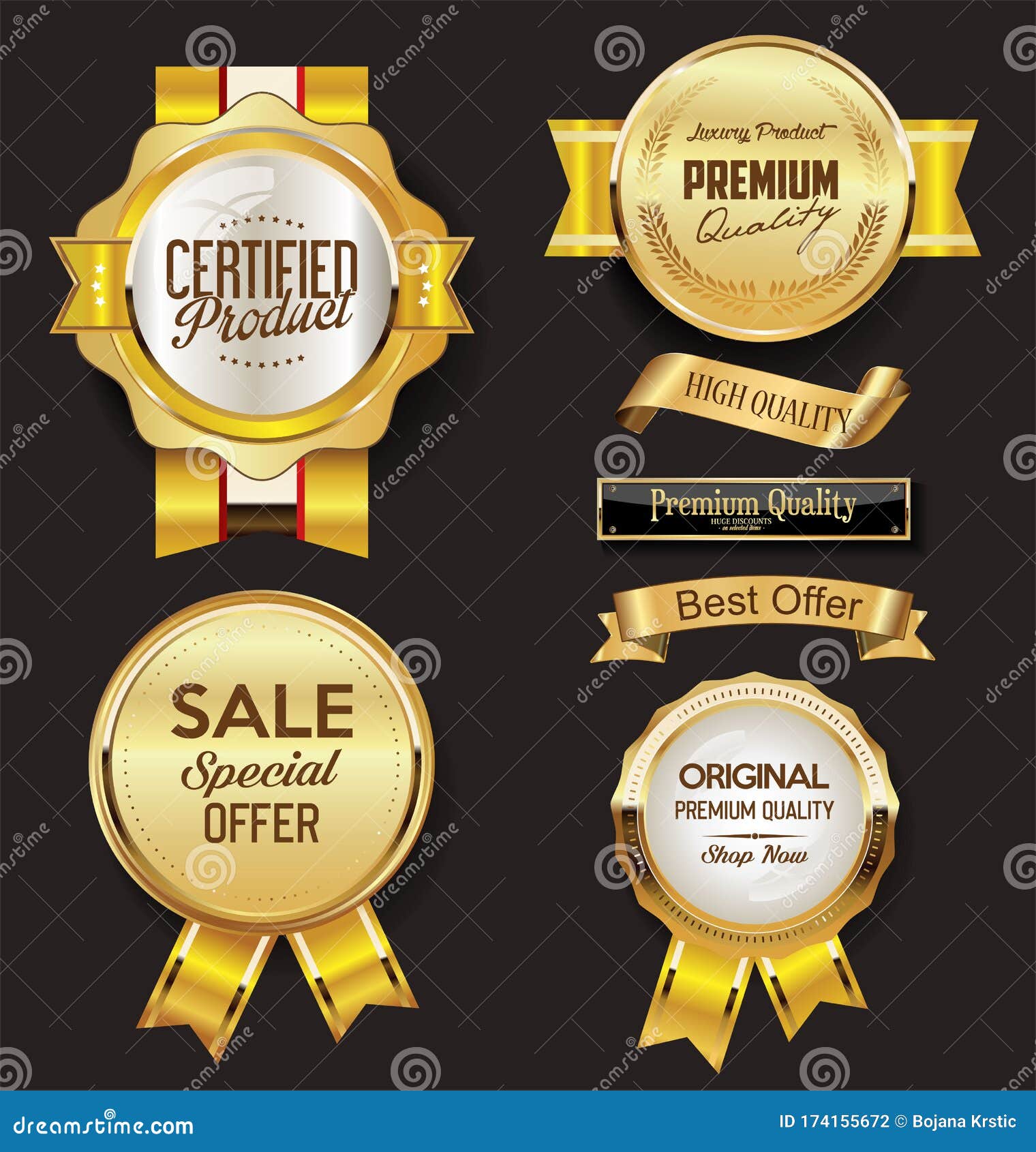 A Collection of Various Badges and Labels Stock Illustration ...