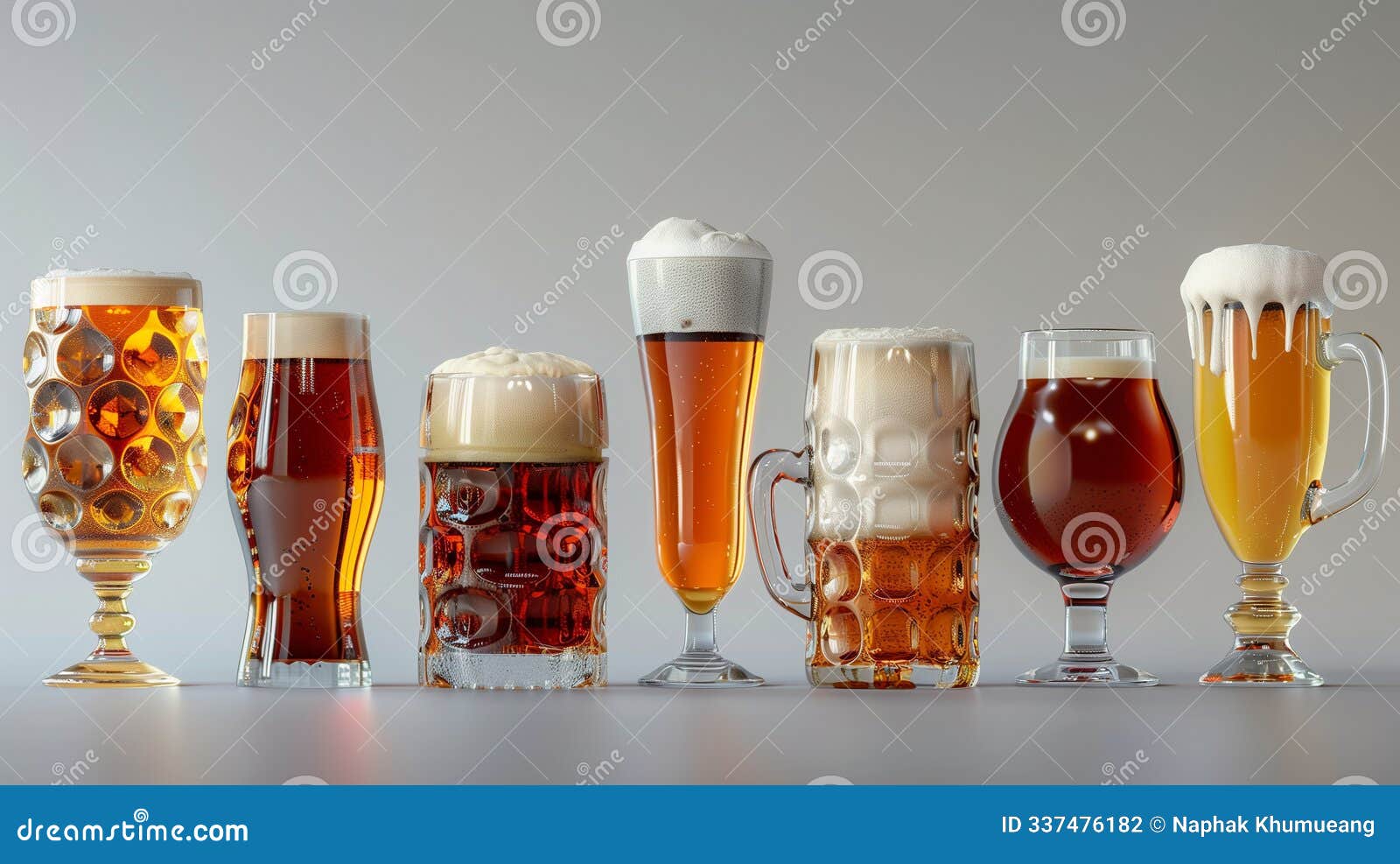 A Collection of Various Beer Glasses Filled with Different Types of ...
