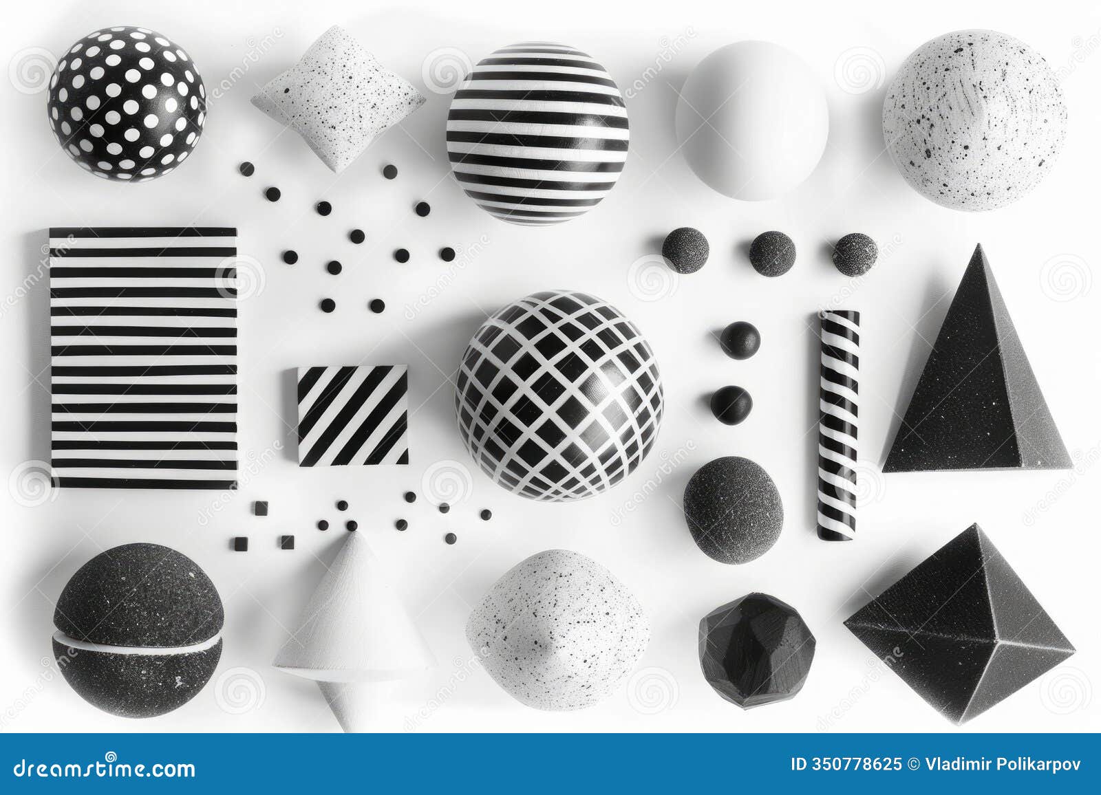 A Collection of Various Black and White Objects Arranged on a White ...