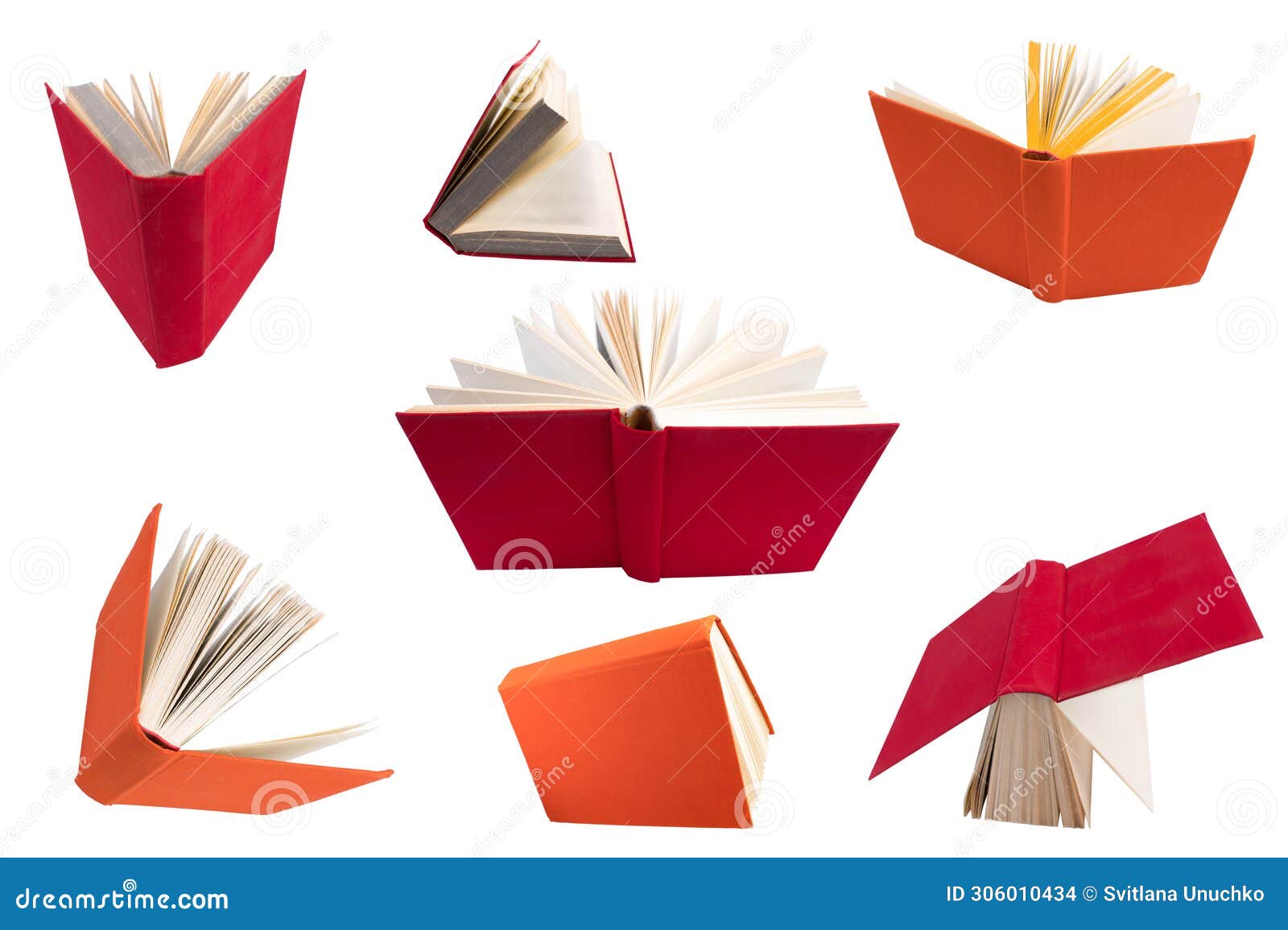 Collection of Various Books Isolated on White Background. Each One is ...