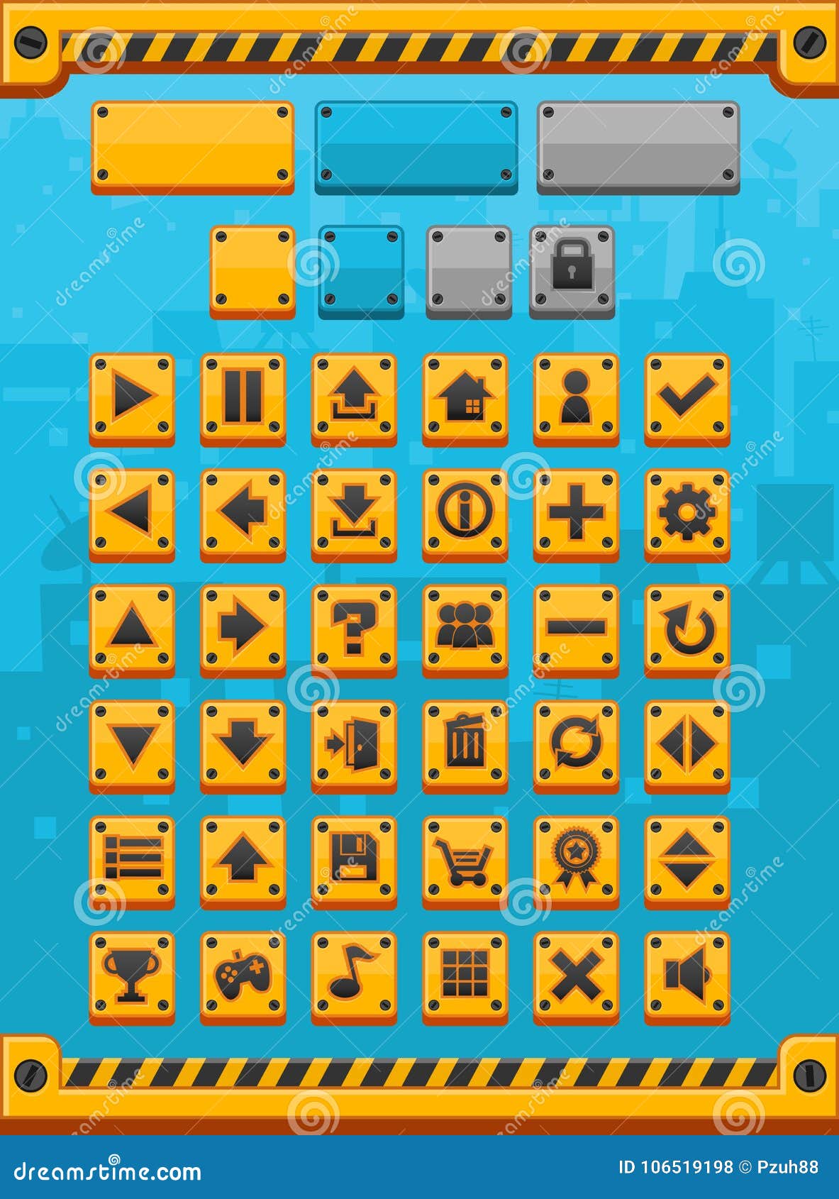 Action Game User Interface Complete Set Stock Vector - Illustration of ...