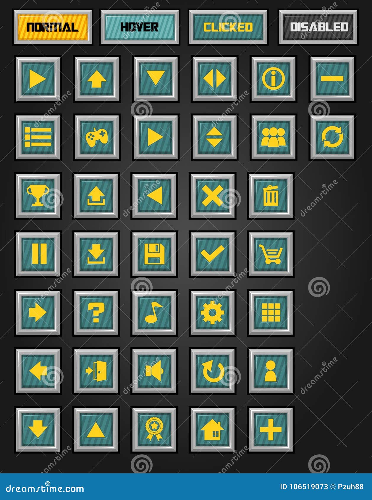 Sci-fi Video Game Button Collection Stock Vector - Illustration of save ...